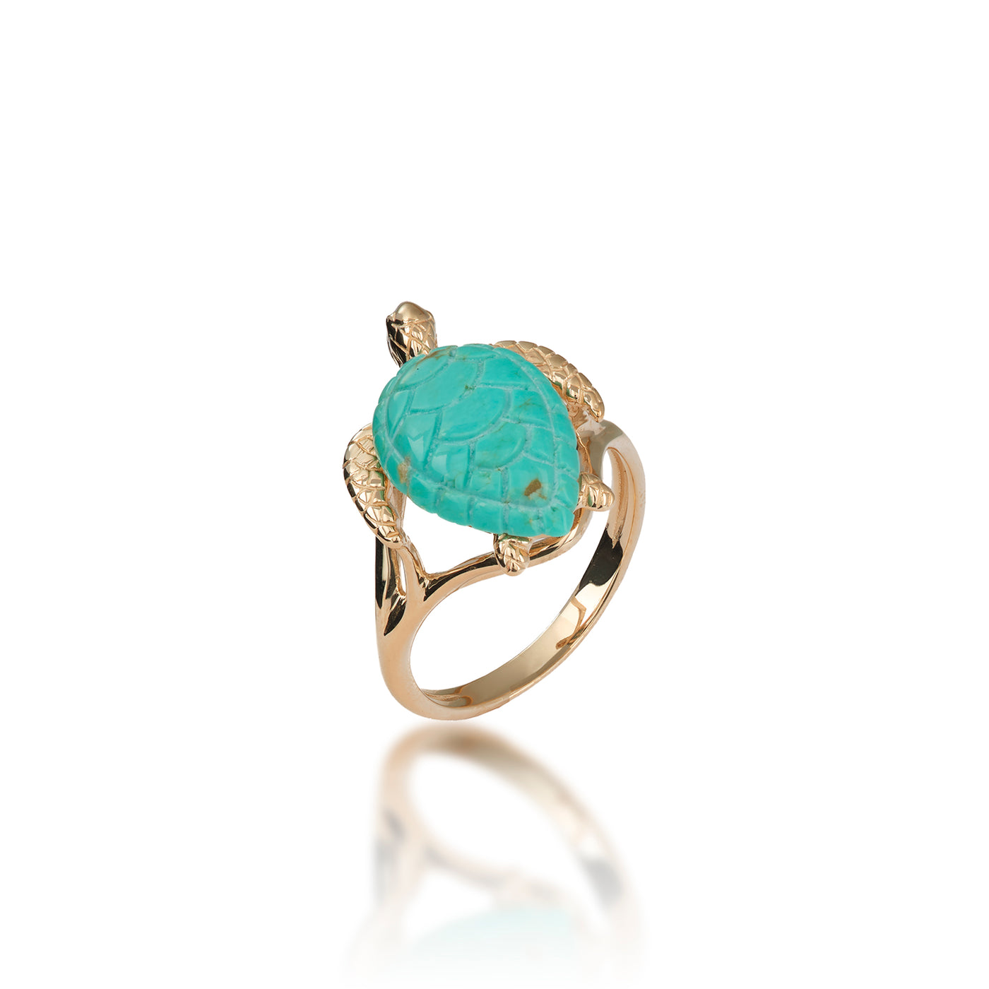 Honu (Sea Turtle) Turquoise Ring in Gold - 18mm