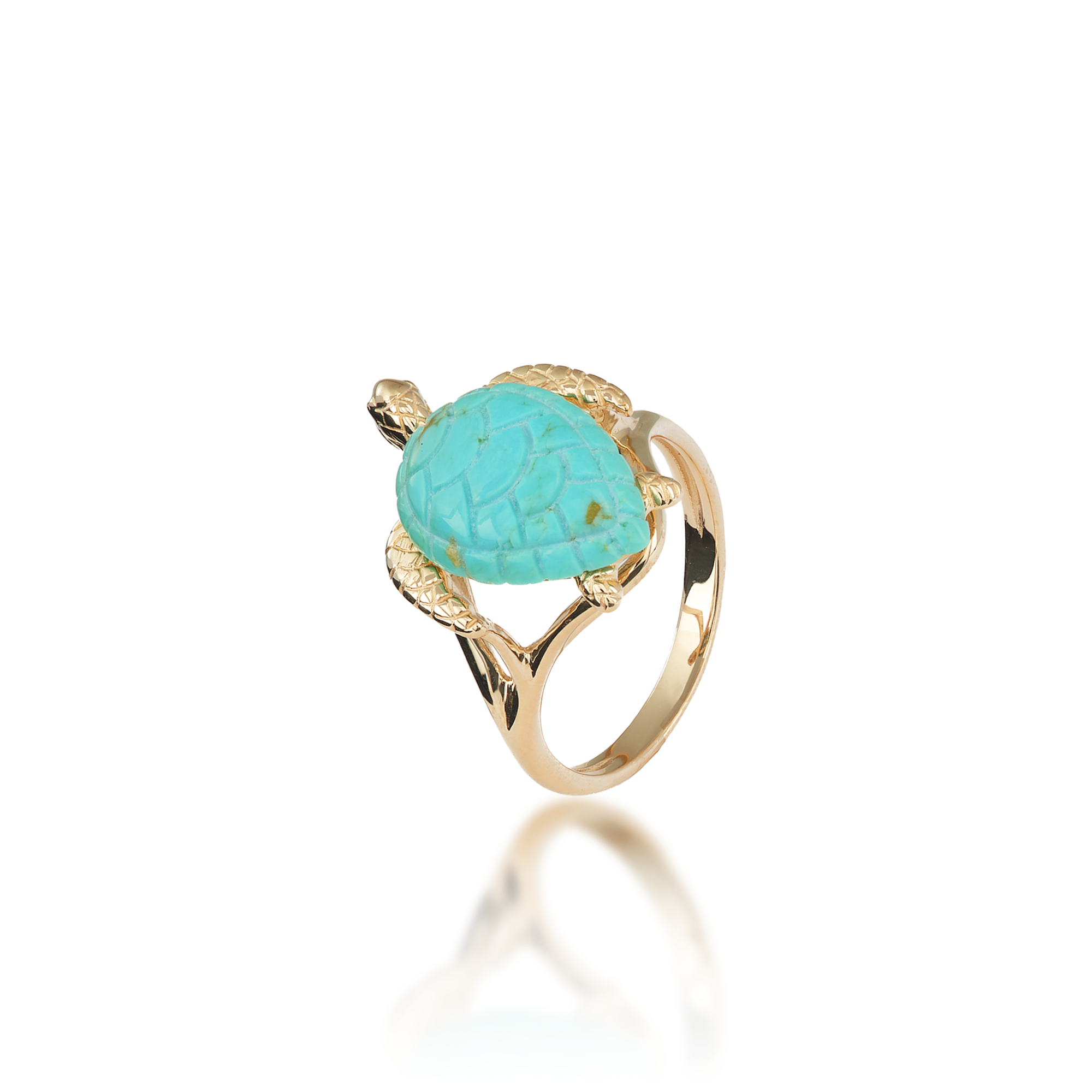 Honu (Sea Turtle) Turquoise Ring in Gold - 18mm