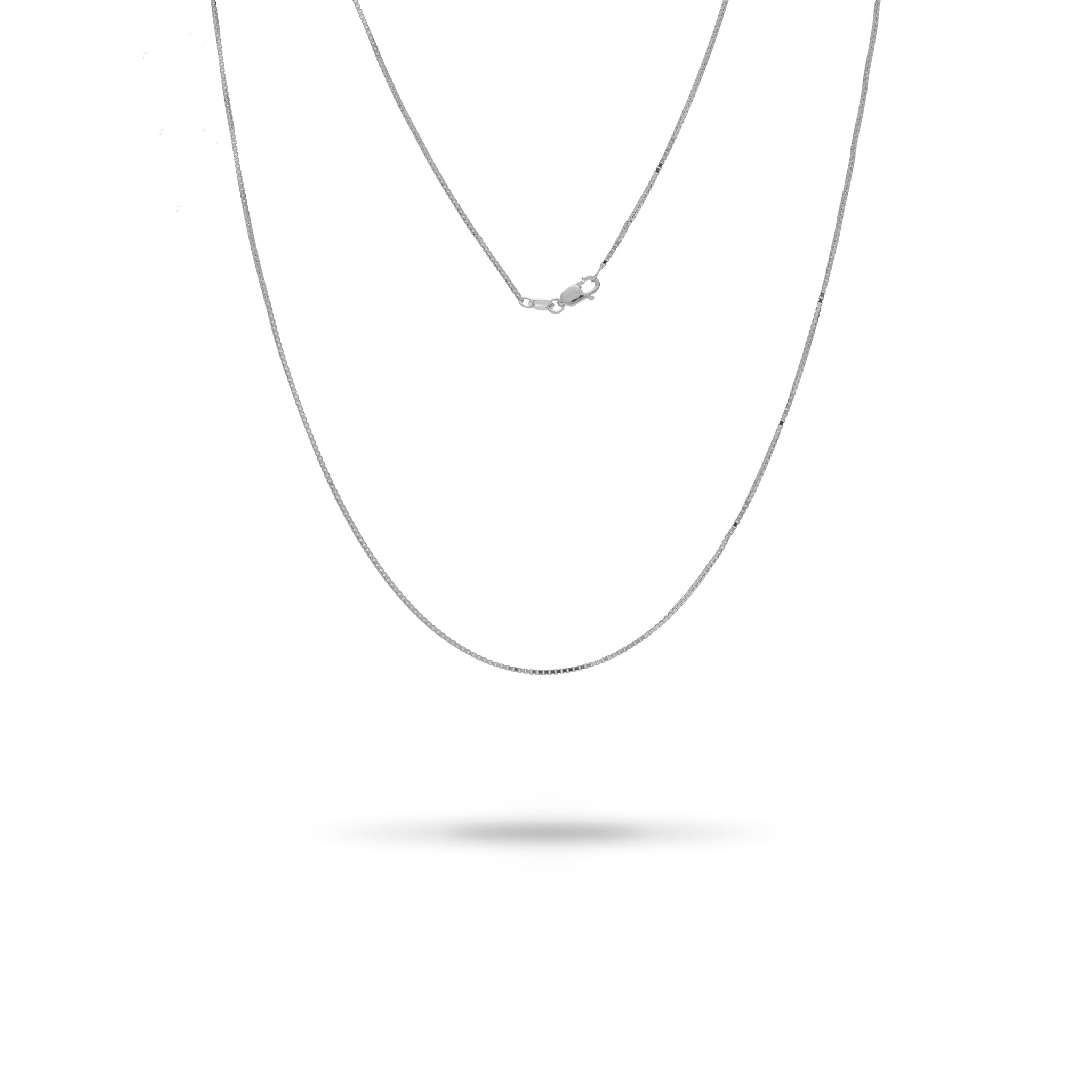 16", 18", and 20" 0.8mm Venetian Box Chain in White Gold