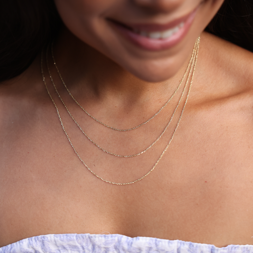 16", 18", and 20" 0.8mm Baby Rope Chain in Gold