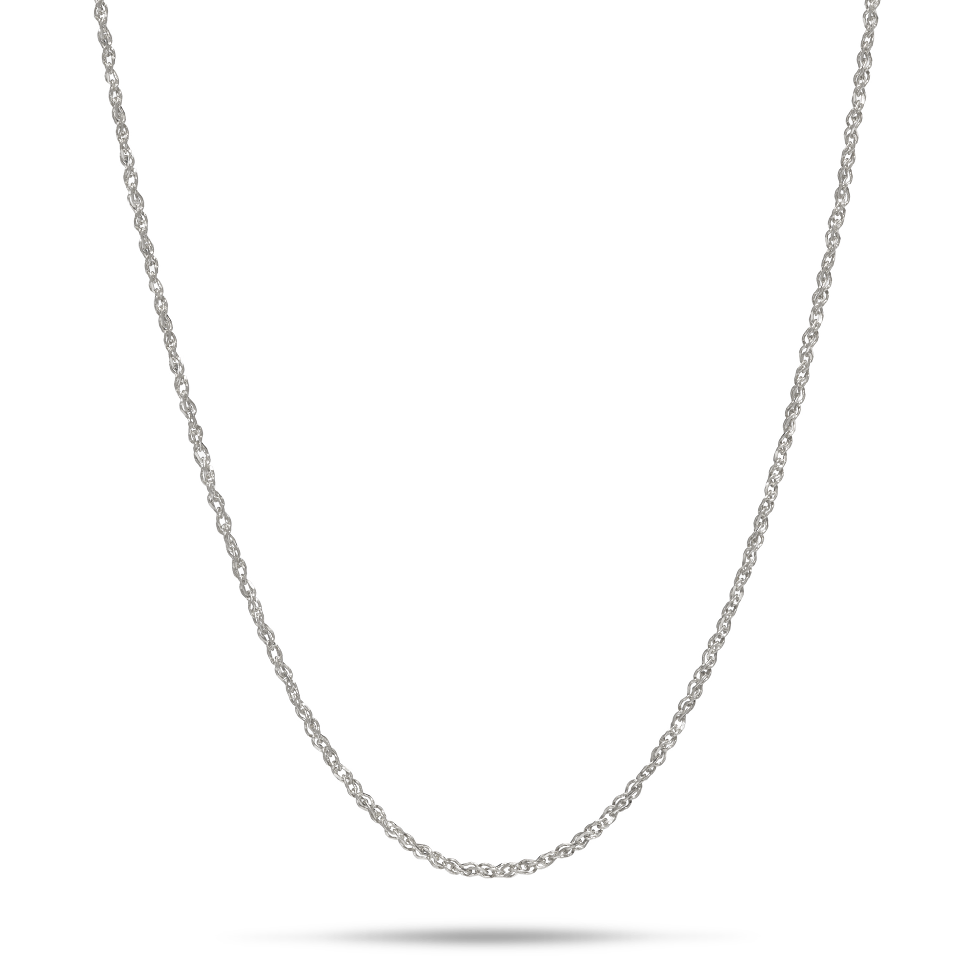 16", 18", and 20" 0.8mm Baby Rope Chain in White Gold