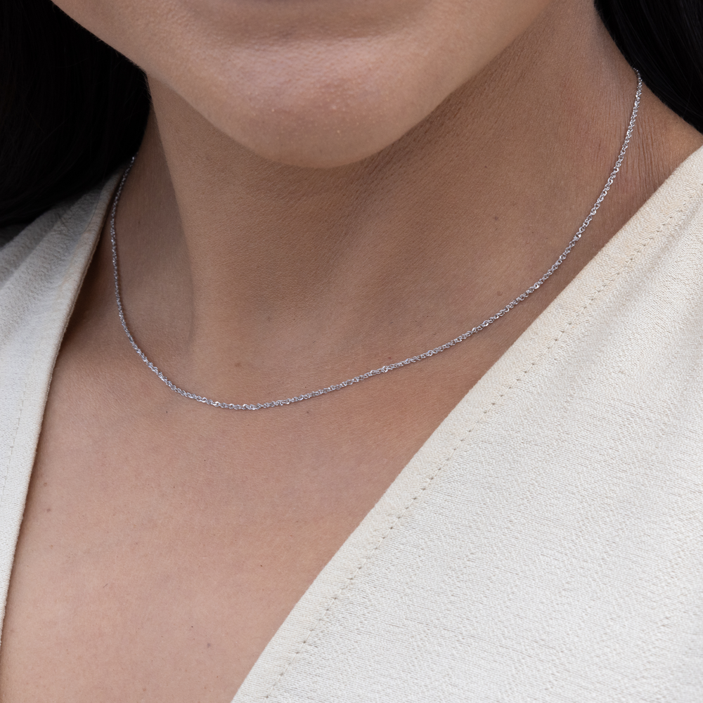 16", 18", and 20" 0.8mm Baby Rope Chain in White Gold