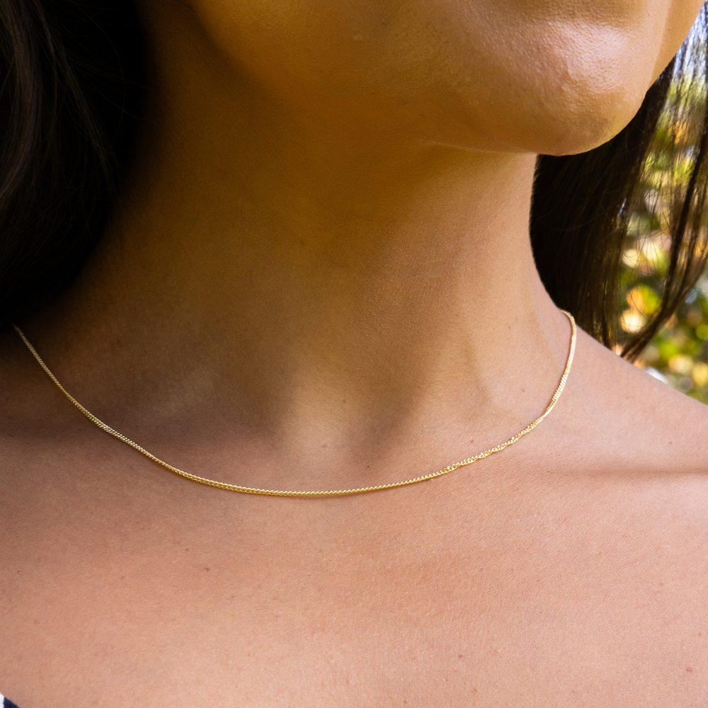 18" 1.5mm Gourmette Chain in Gold