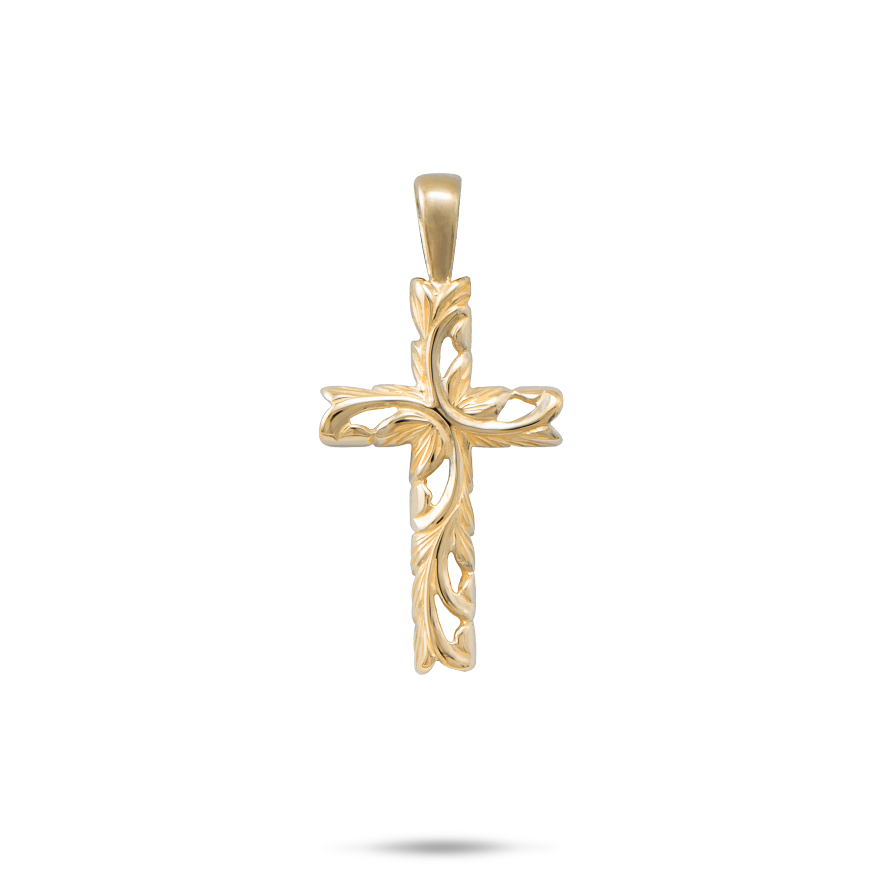 Hawaiian Heirloom Old English Scroll Cross Pendant in Gold - 23mm