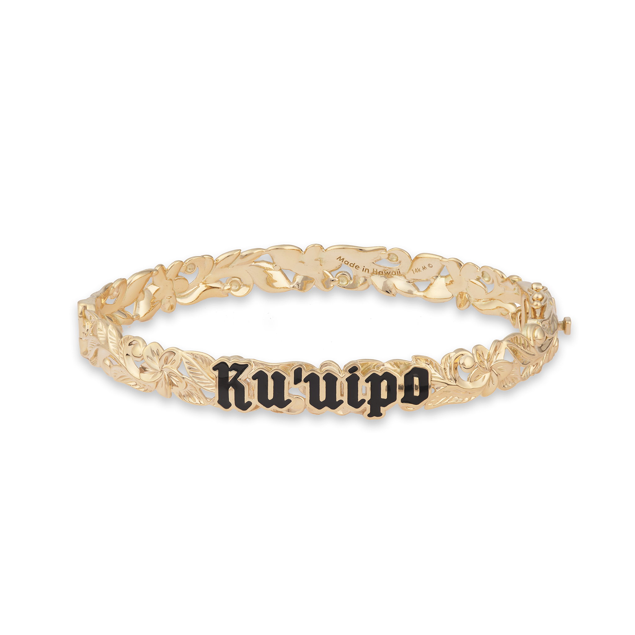 Hawaiian Heirloom Kuuipo (Sweetheart) Enamel Hinge Bracelet Gold - 8mm