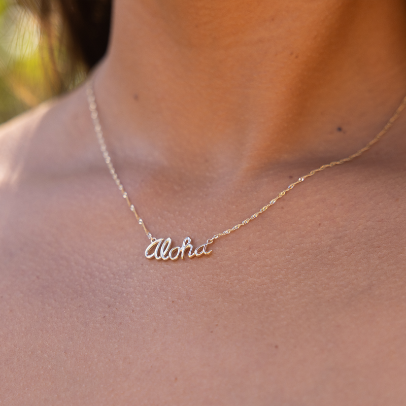 16" Aloha Necklace in Gold – Maui Divers Jewelry