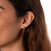 Heritage Huggie Hoop Stud Earrings in Gold with Diamonds - 13mm