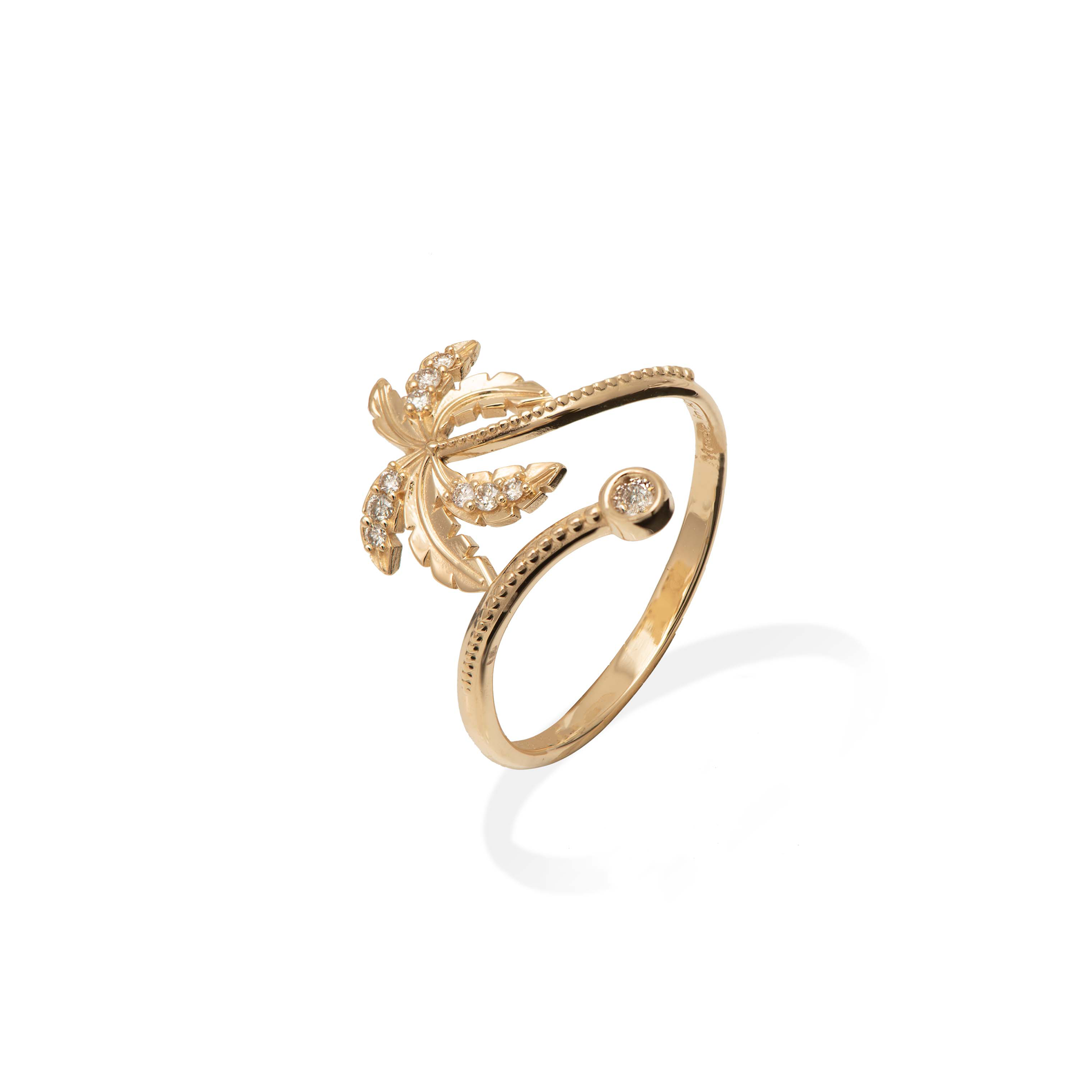 Paradise Palms Palm Tree Bypass Ring in Gold with Diamonds