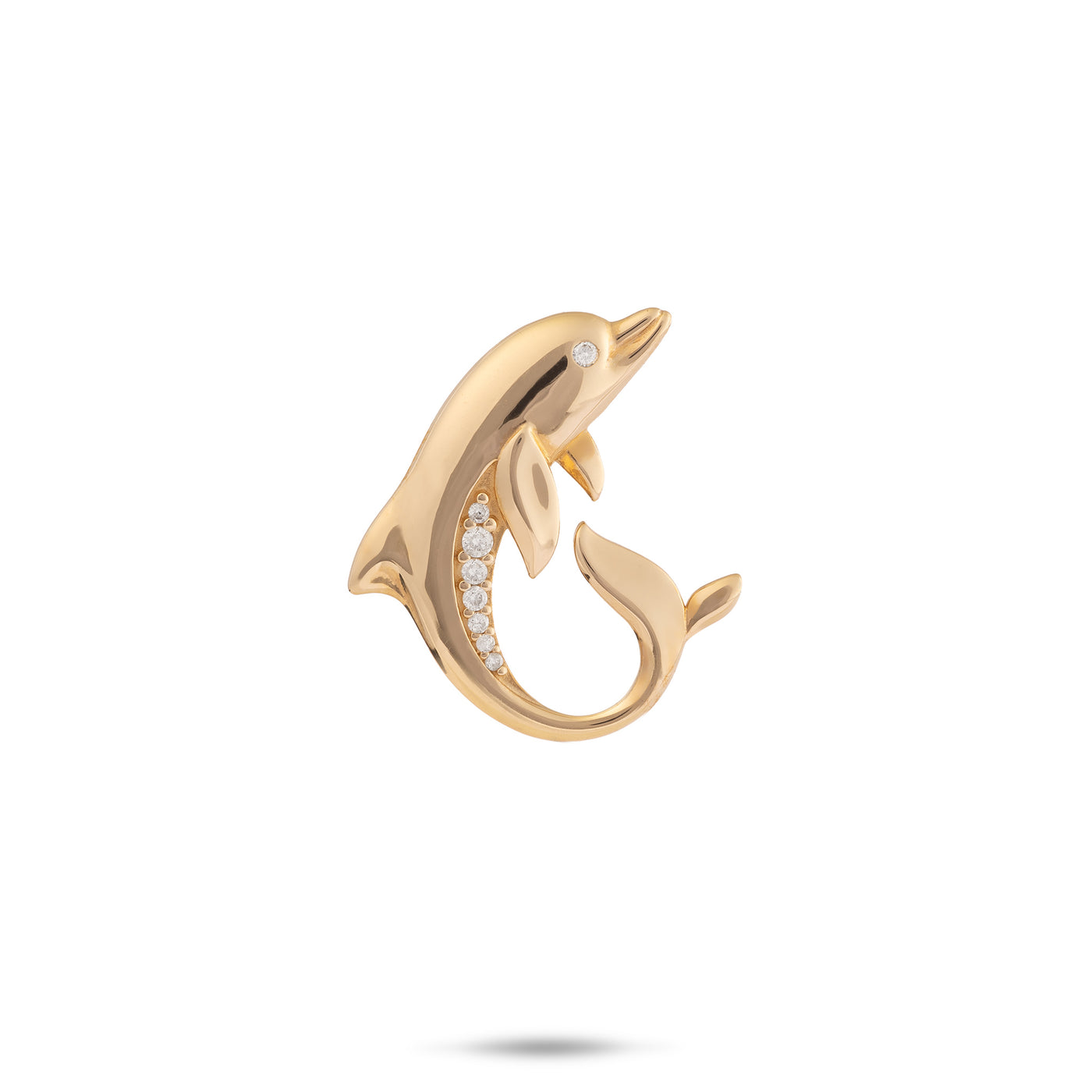 Dolphin Pendant in Gold with Diamonds - 22mm