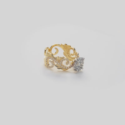 Hawaiian Heirloom Diamond Engagement Ring in Two Tone Gold