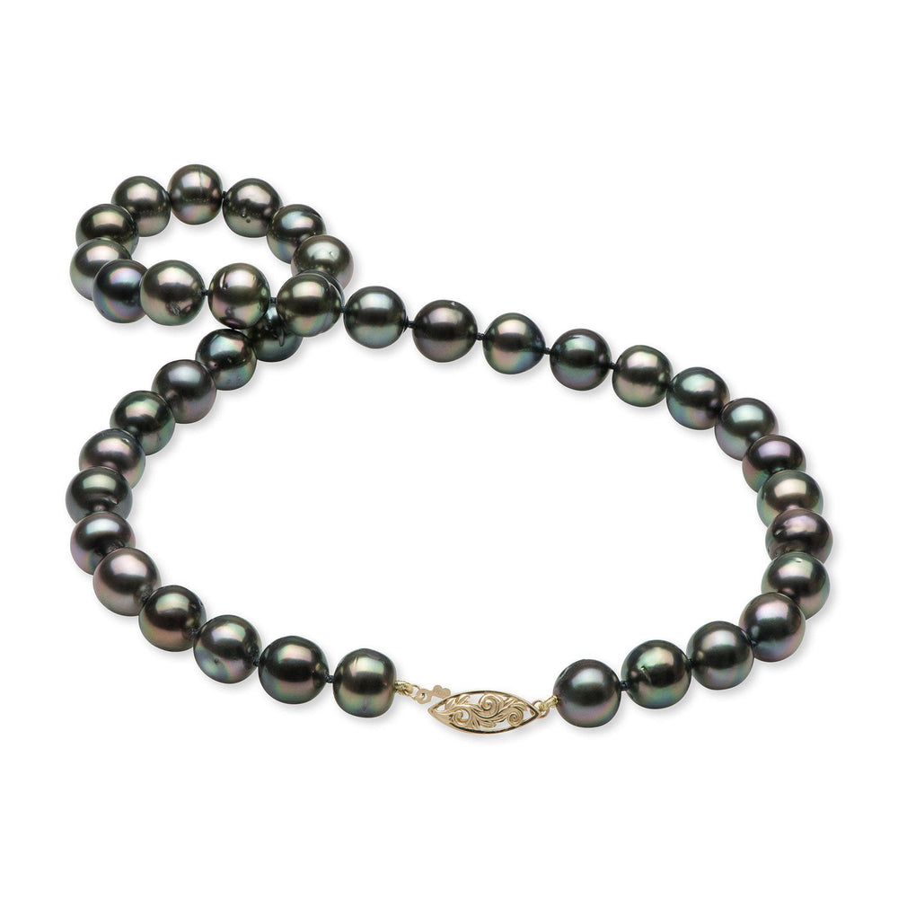 18-19" Tahitian Black Pearl Strand with Gold Clasp
