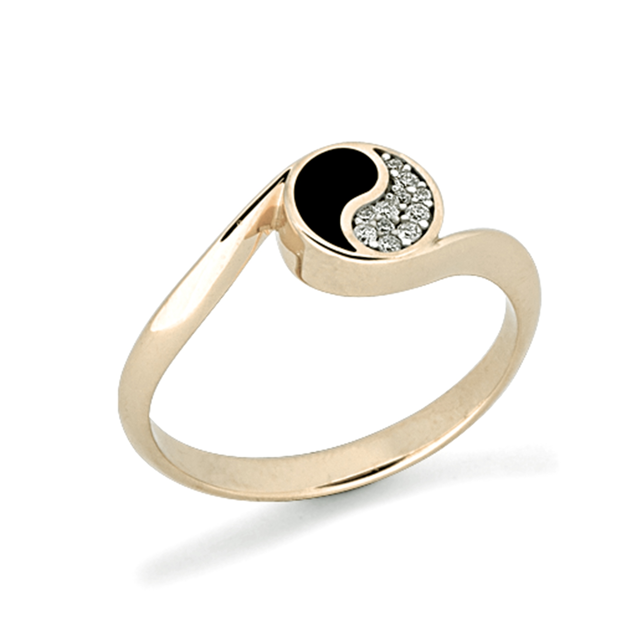 Yin Yang Black Coral Ring in Yellow Gold with Diamonds – Maui Divers ...