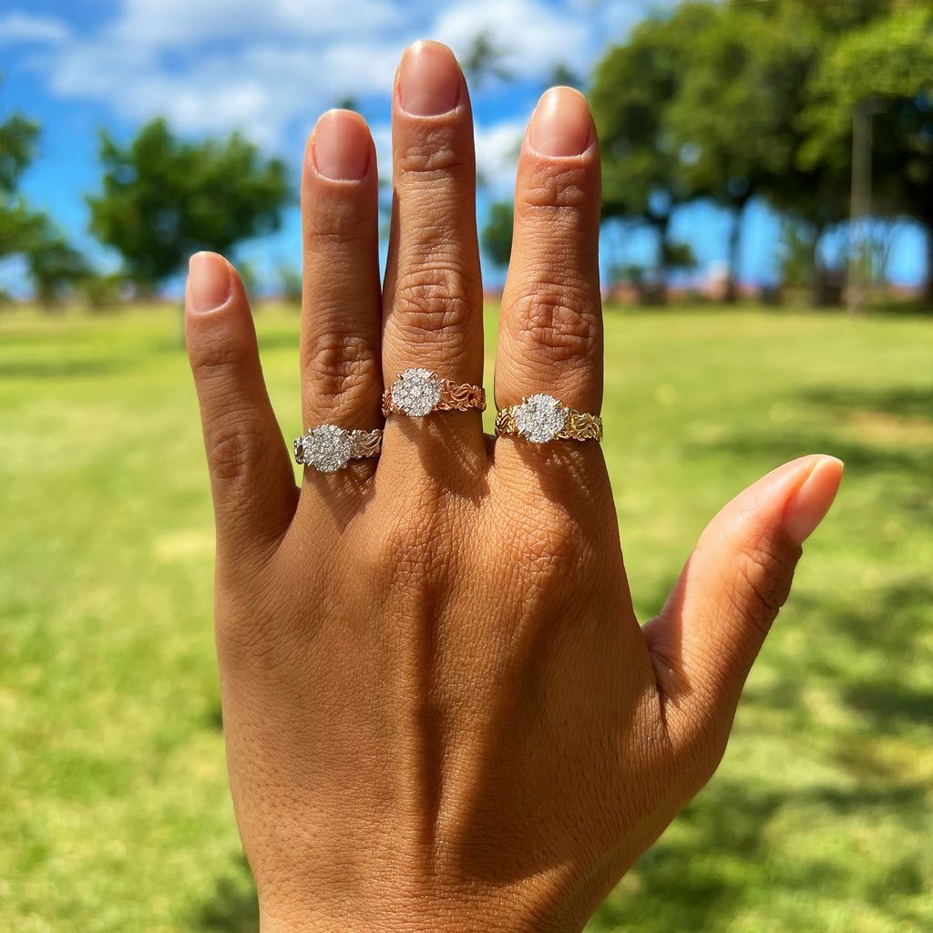 Hawaiian Heirloom Diamond Engagement Ring in White Gold – Maui Divers ...