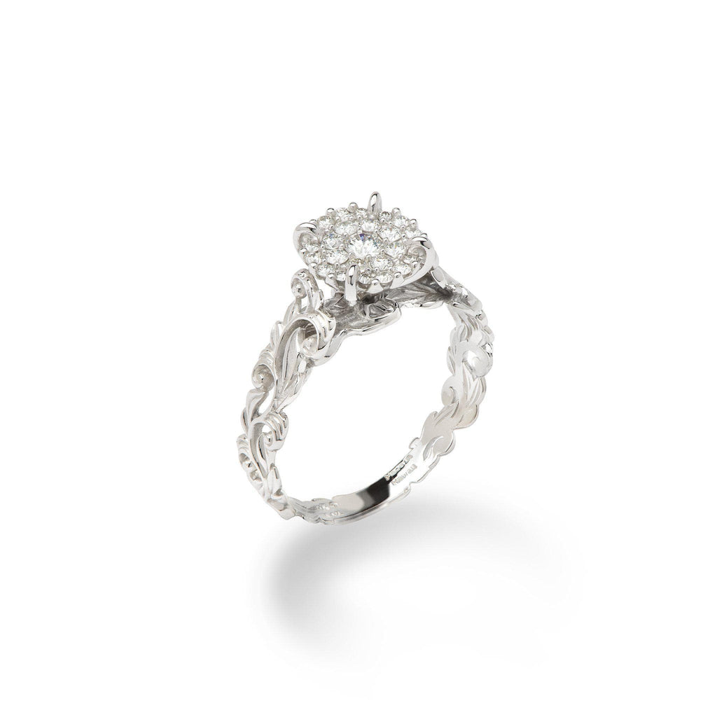 Hawaiian Heirloom Diamond Engagement Ring in White Gold – Maui Divers ...