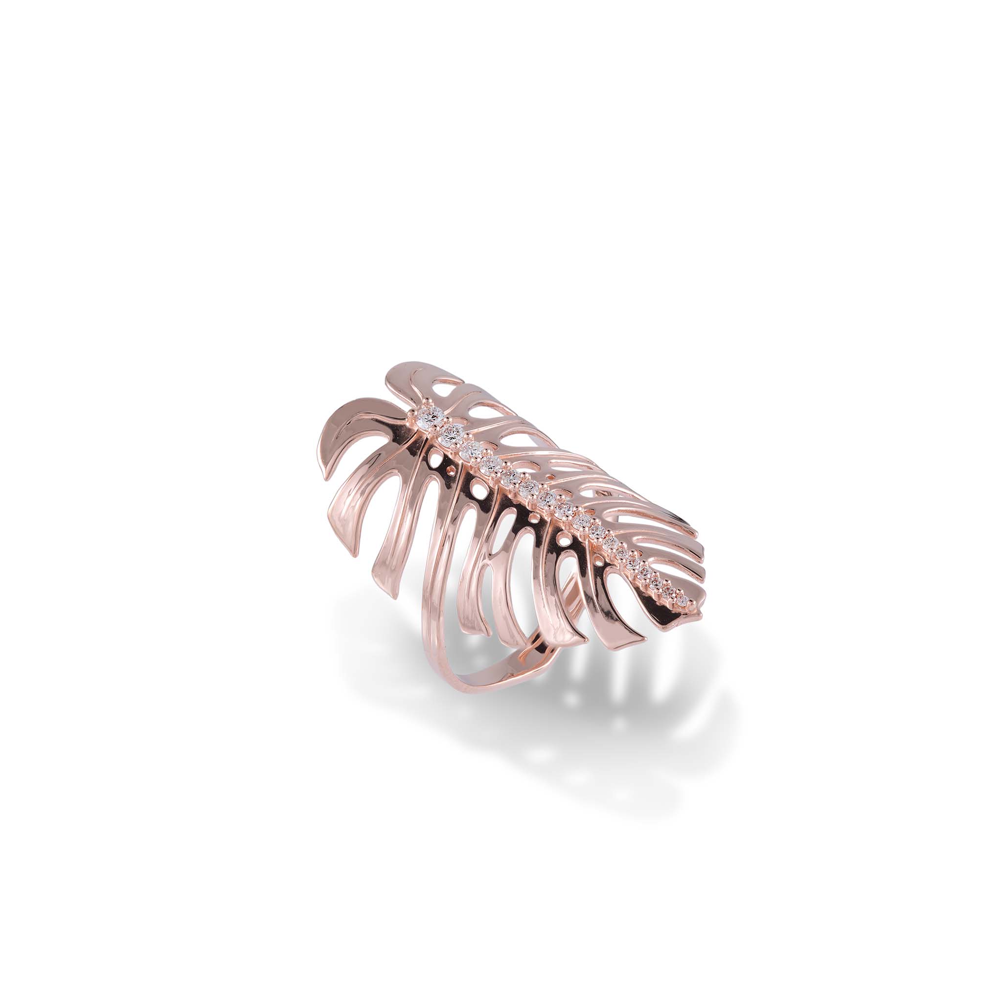 Monstera Ring in Rose Gold with Diamonds - 32mm – Maui Divers Jewelry
